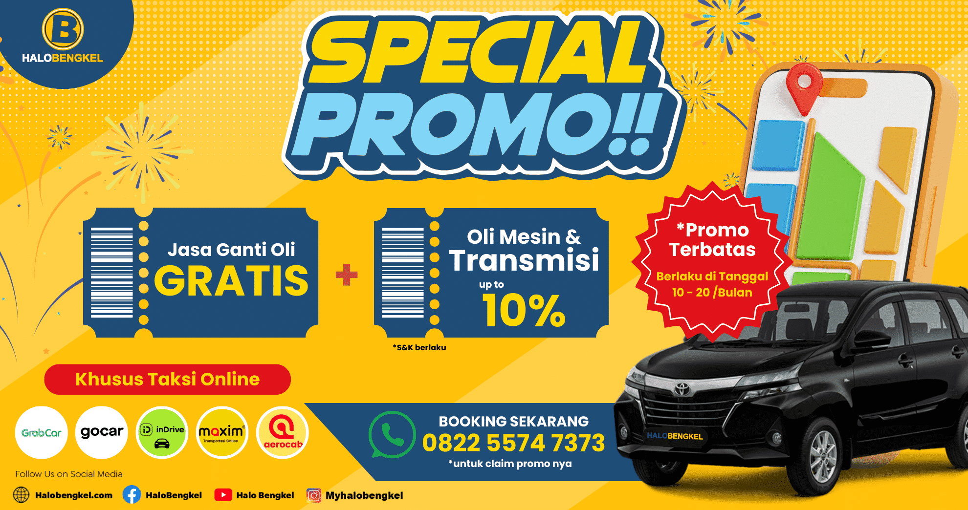 Promo Hingga 10% Ganti Oli Khusus Taxi Online - HaloBengkel